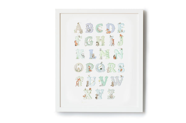 Blue and Green Woodland Alphabet Wall Picture for Boy's Room (Copy ...